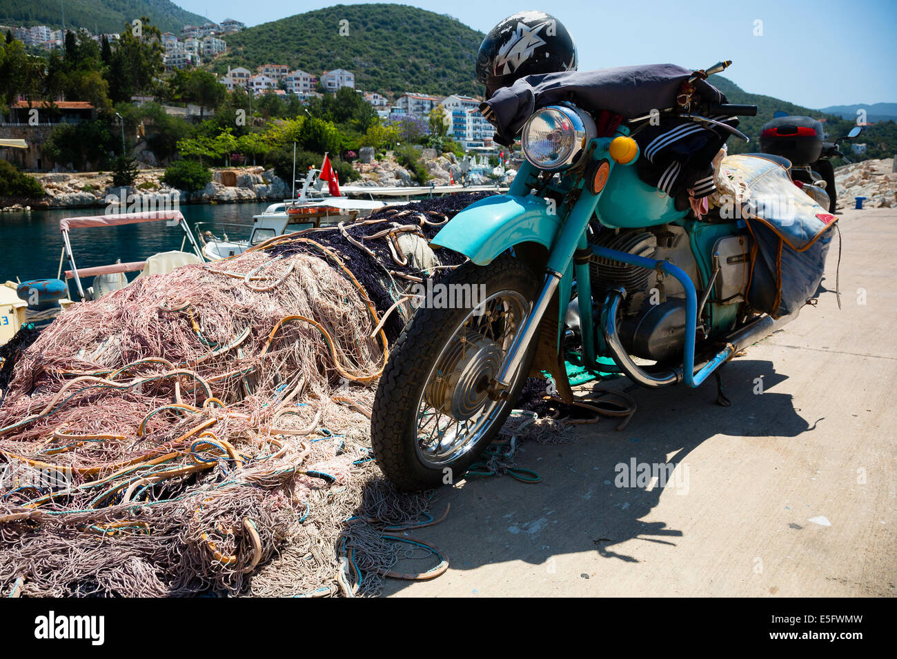 KAS, TURKEY Old motorcycle at Kas marina Stock Photo - Alamy