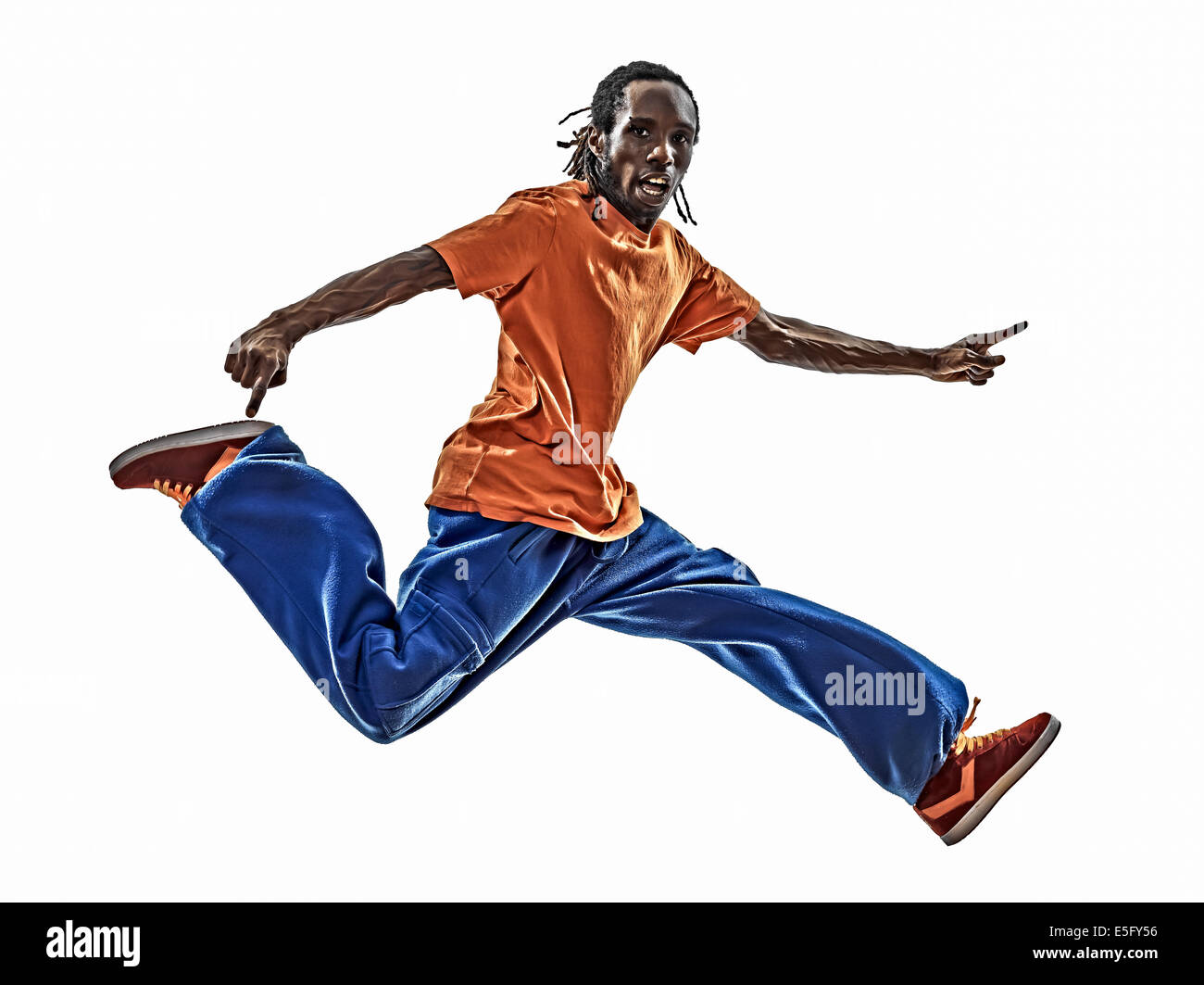 one hip hop acrobatic break dancer breakdancing young man jumping ...