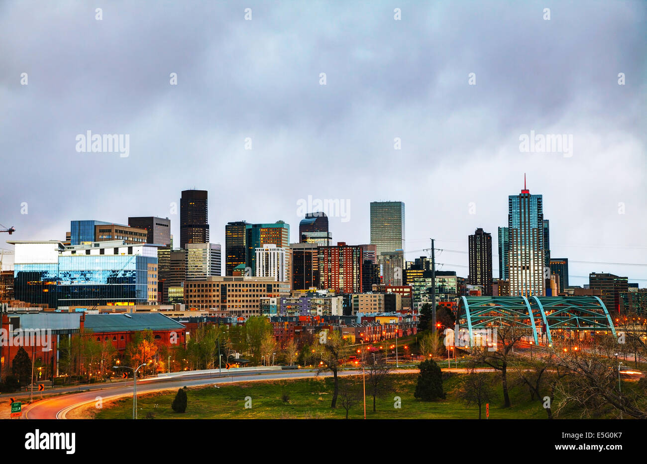 Downtown Denver cityscape in the evening Stock Photo - Alamy