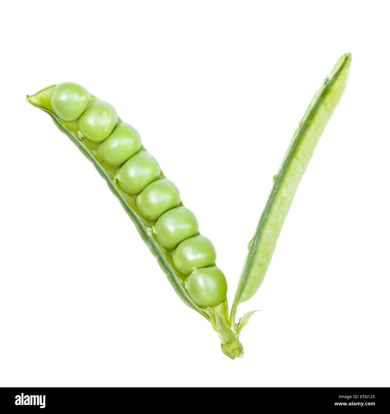Green peas in the pod isolated to white background Stock Photo - Alamy