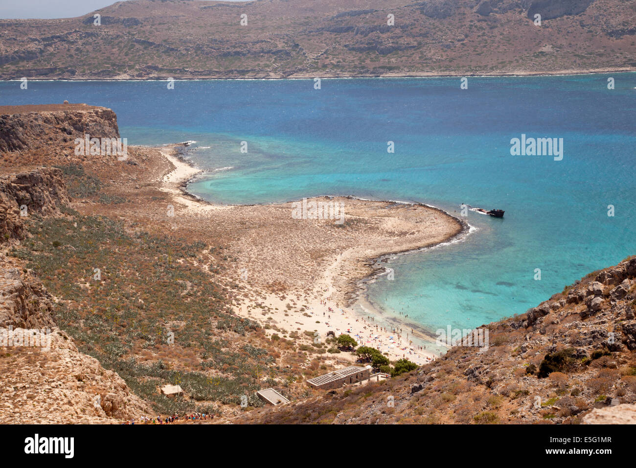 Gramvousa beach as seen from the Venetian Fortress, Crete, Greece Stock ...