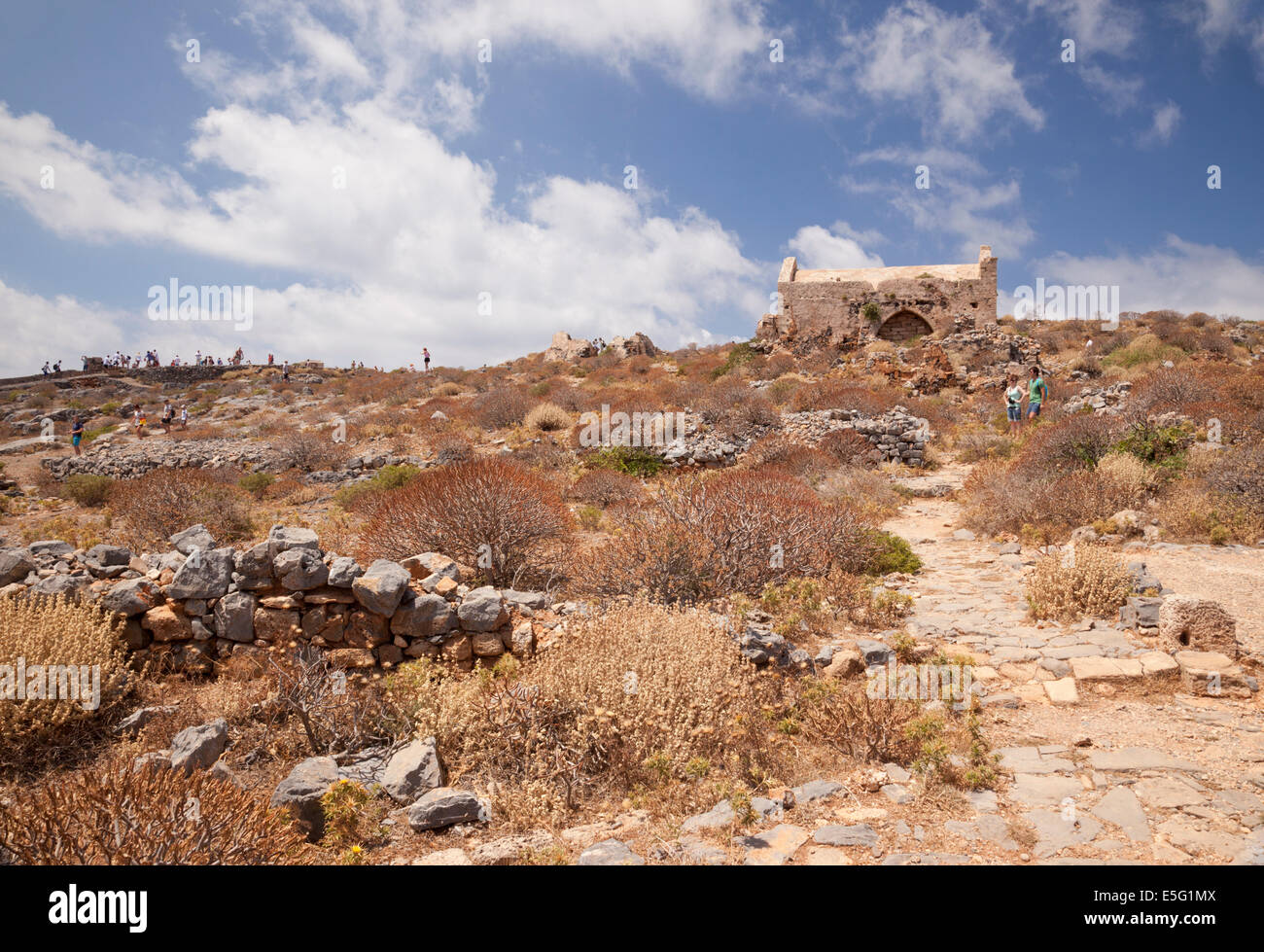An old stone wall in The Fort at Imeri Gramvousa, Crete, Greece Stock ...