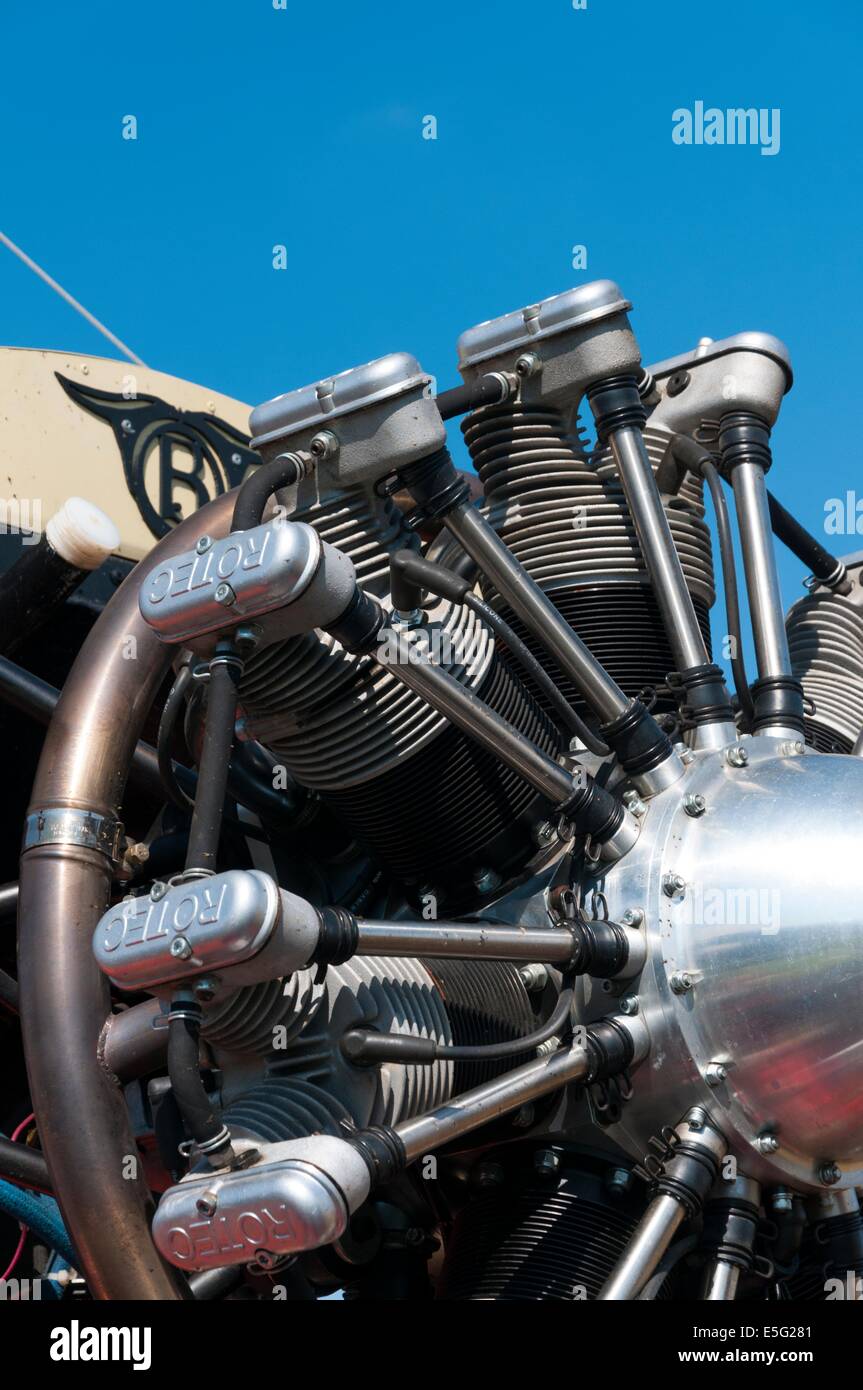 Details of rotary engine Rotec 110cv, Replica of old plane Bleriot XI ...