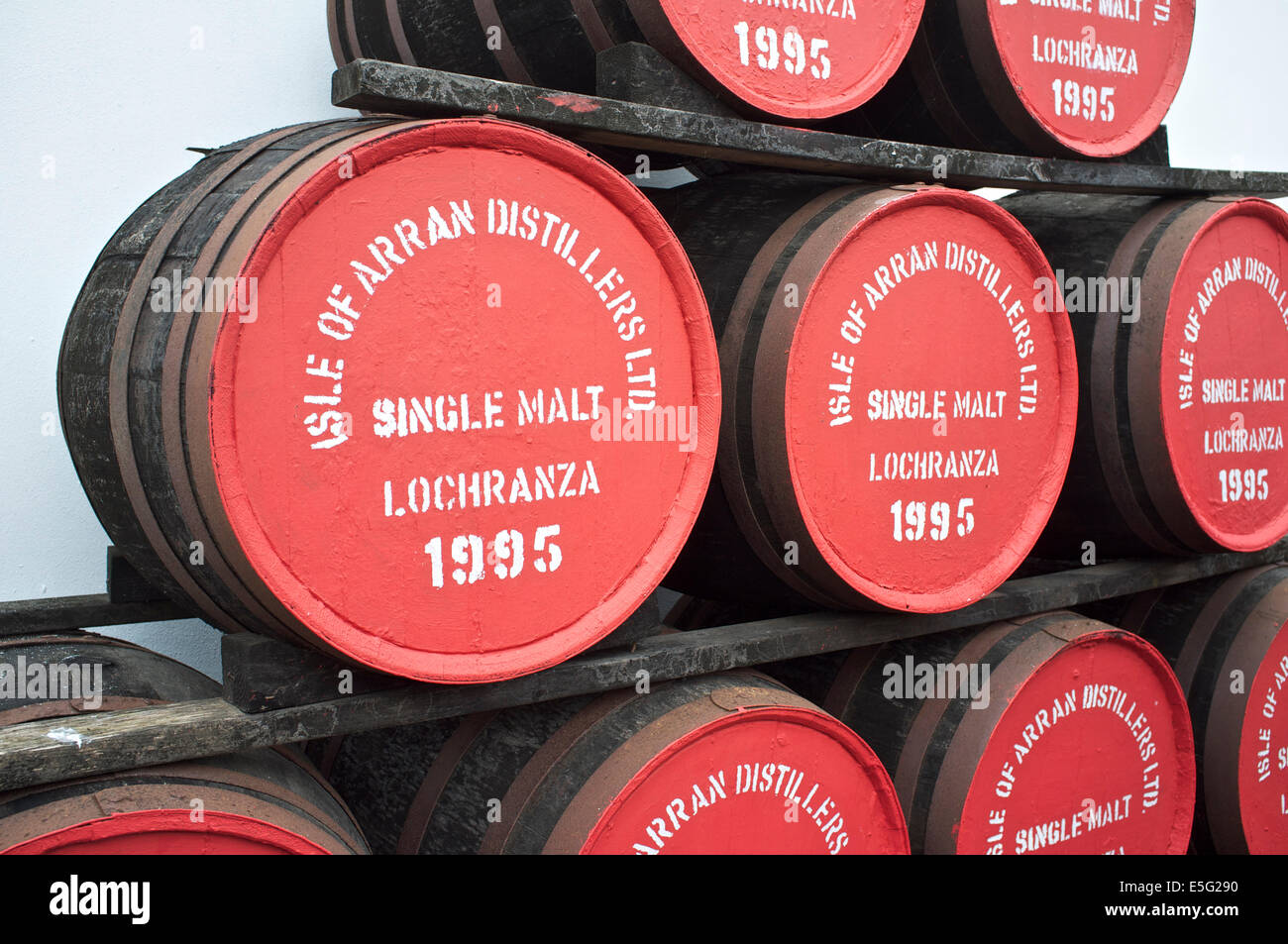 Isle of Arran distillery barrels stacked Stock Photo - Alamy