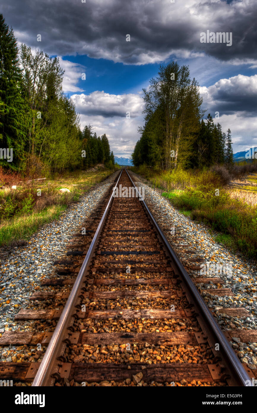 Railway track through mountain Wetlands, British Columbia, Canada in ...