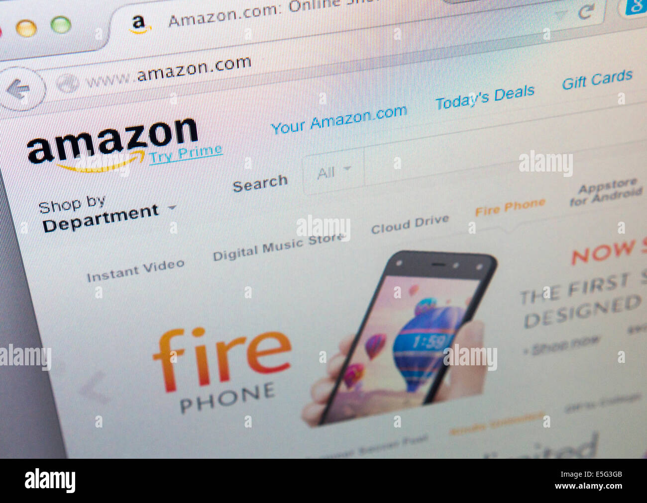 The Amazon website promoting their new Fire smartphone Stock Photo - Alamy