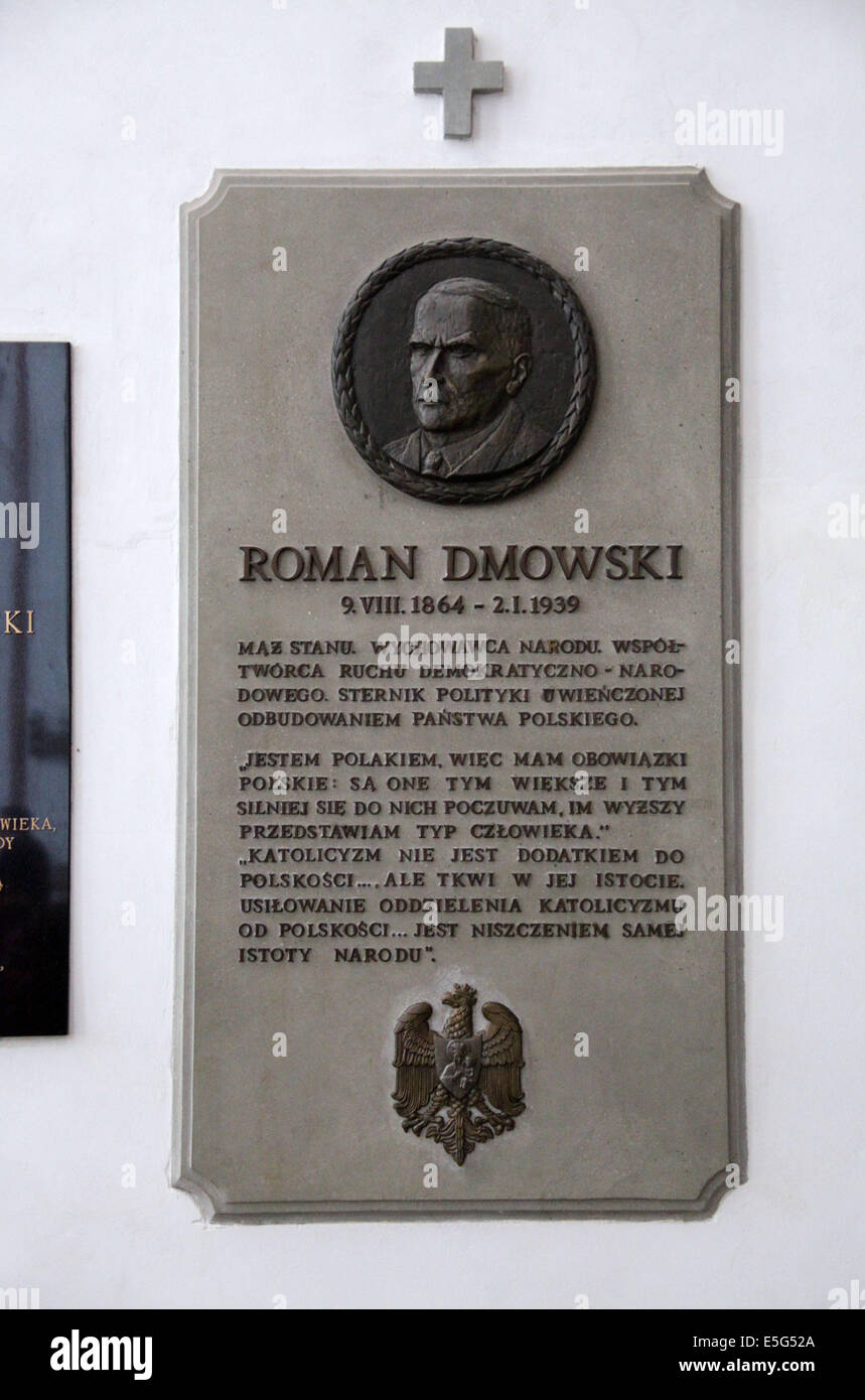 Roman Dmowski plaque in Warsaw Stock Photo - Alamy