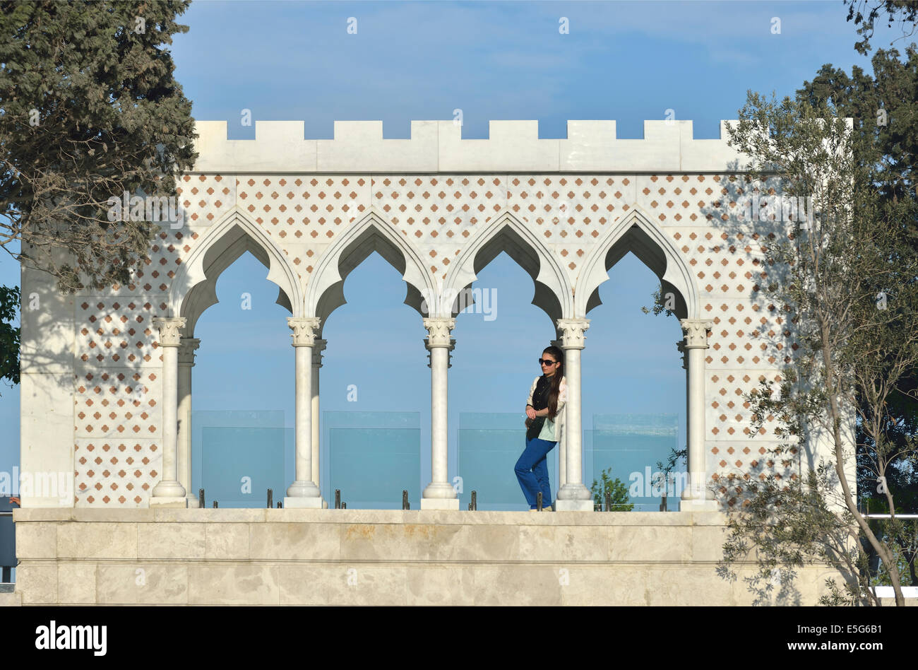 Marble bridge in Little Venice (Kicik Venesiya), Baku, Azerbaijan Stock ...