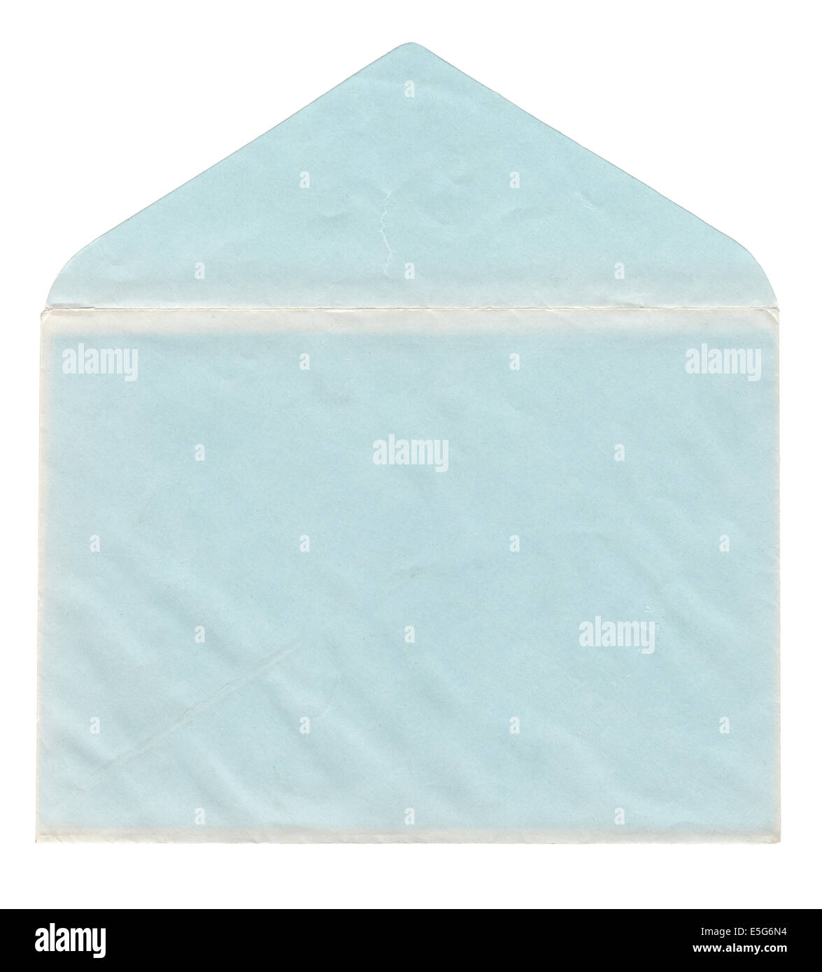 A classic old envelope with wrinkles and marks in baby blue colour ...