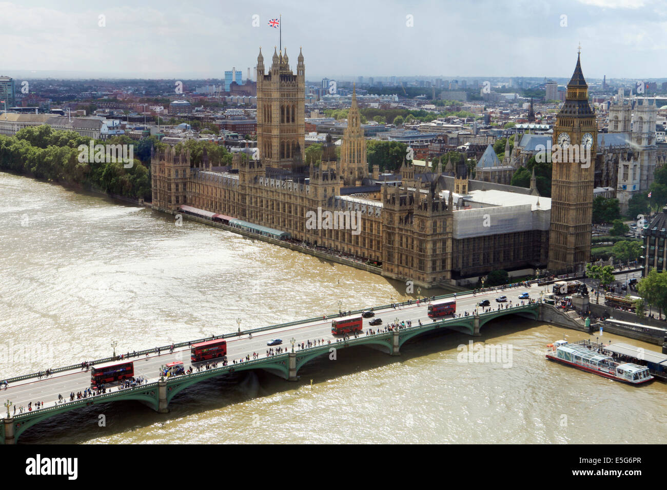 The Houses of Parliament, Westminster Bridge and the River Thames as ...