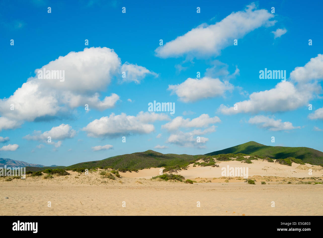 Piscinas beach dunes in Green coast, west Sardinia, Italy Stock Photo ...