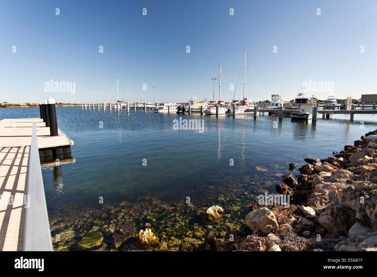 The modern jetty in the marina of Jurien Bay, Western Australia Stock ...