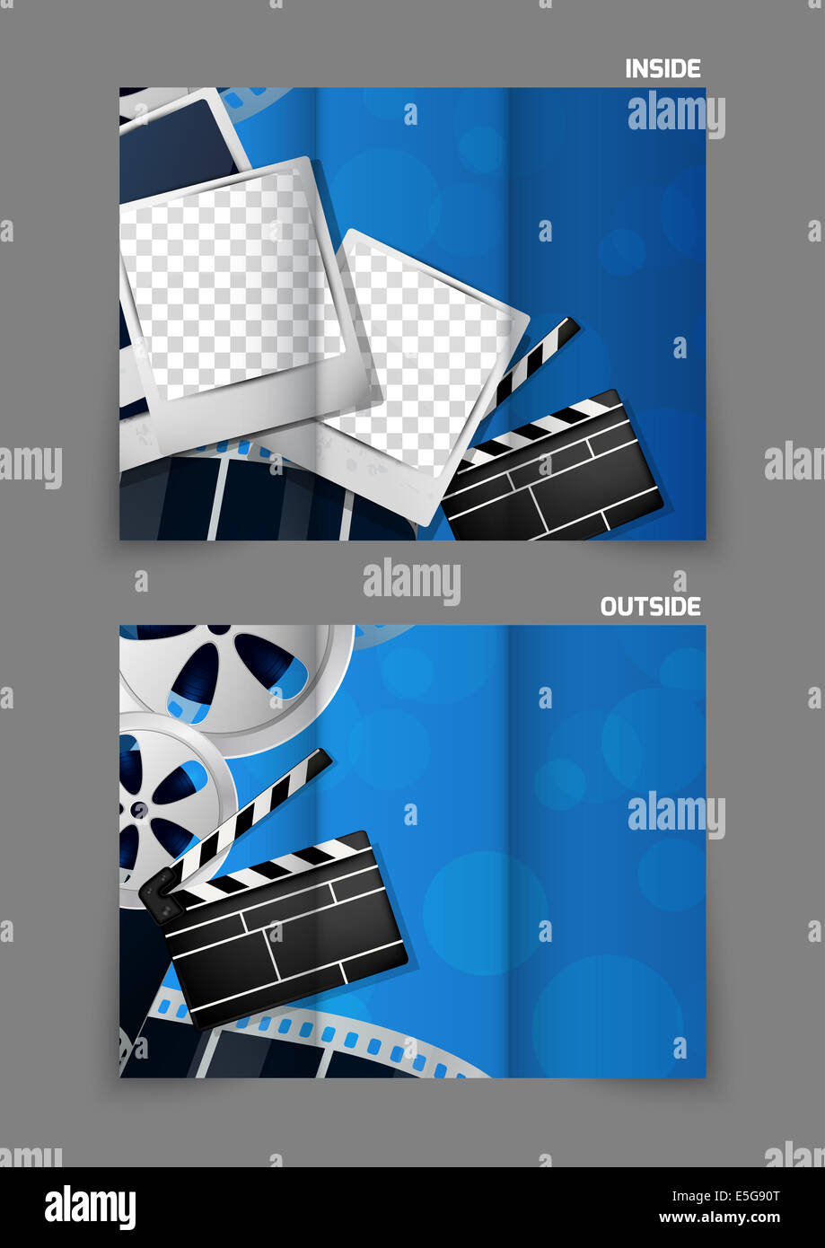 Cinema tri-fold brochure design Stock Photo - Alamy