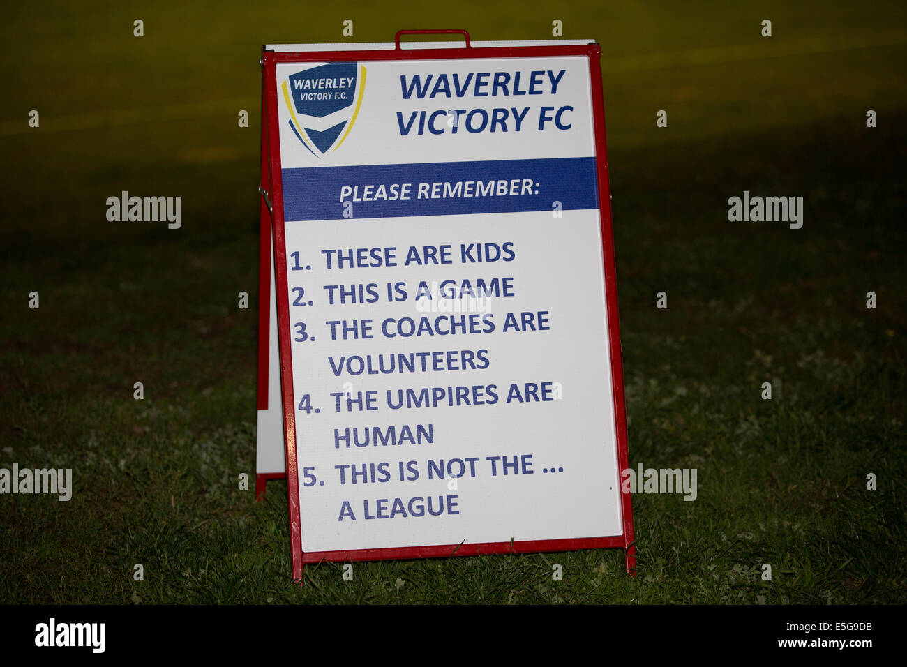 Fair play sign at junior soccer match, Australia Stock Photo - Alamy