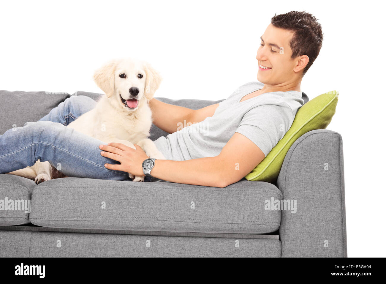 Man couch relaxed pose hi-res stock photography and images - Alamy
