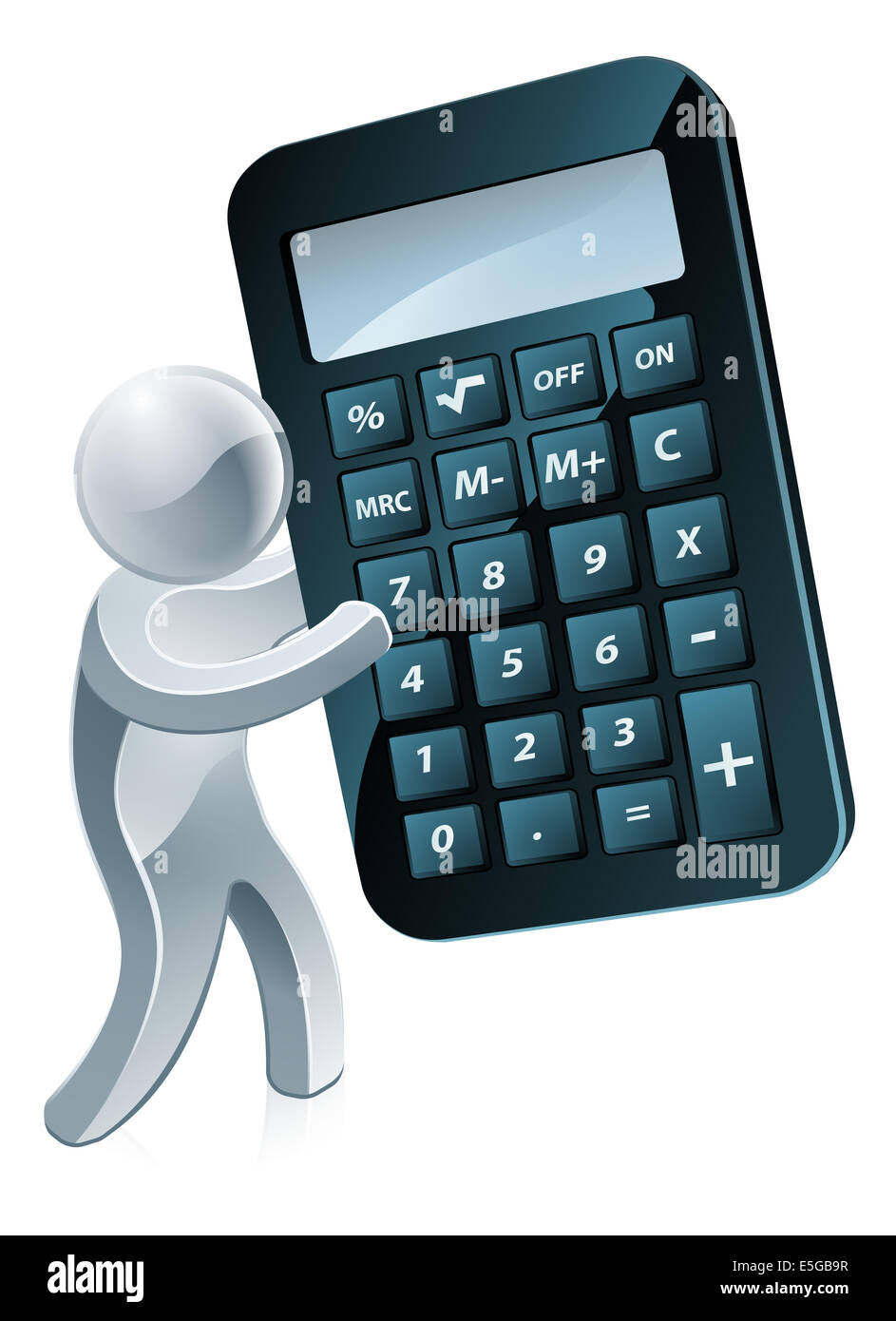 A silver mascot person holding a very large calculator Stock Photo - Alamy A silver mascot person holding a very large calculator Stock Photo - Alamy