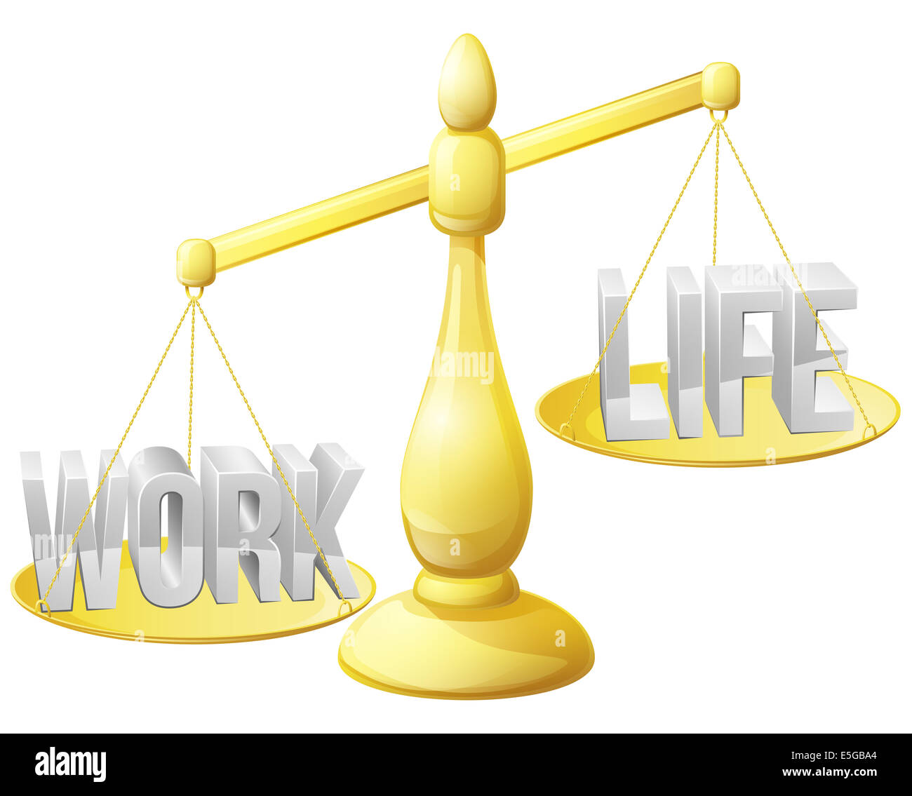 Work life balance concept, work and life on scales with too much work ...