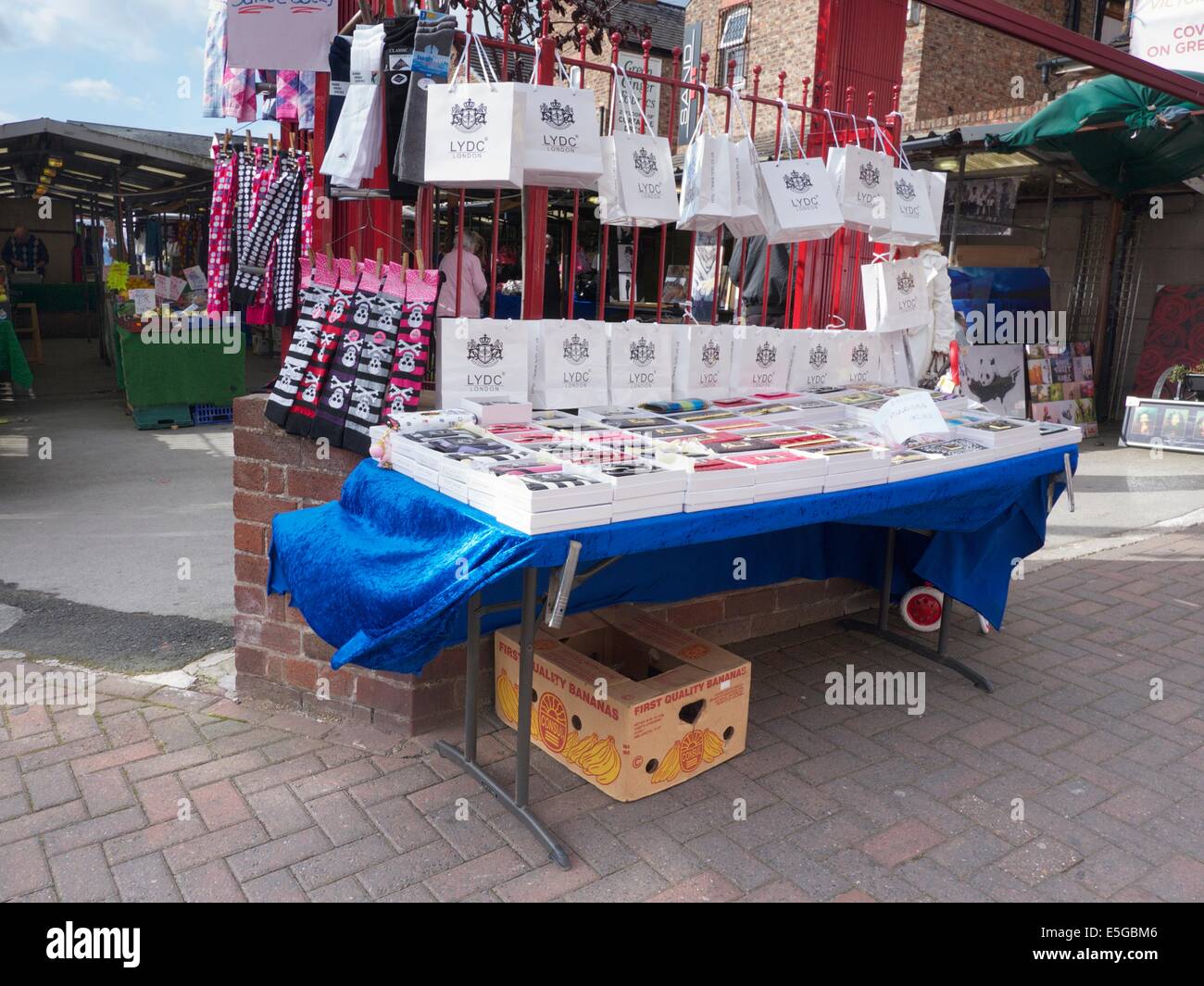 Branded goods stall placed just outside the market annexe ...