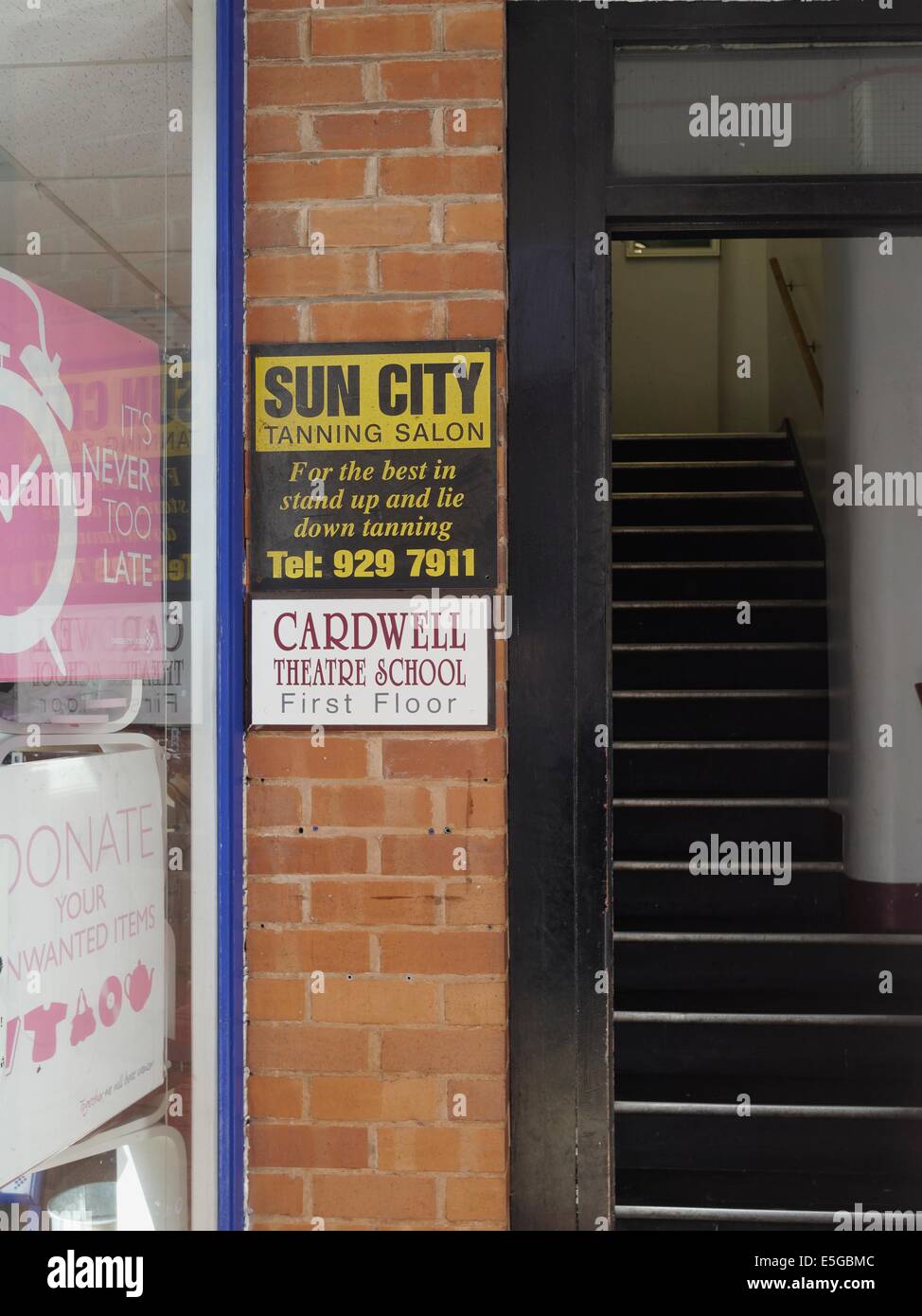 Access stairs between shops to businesses up stairs over the shops ...