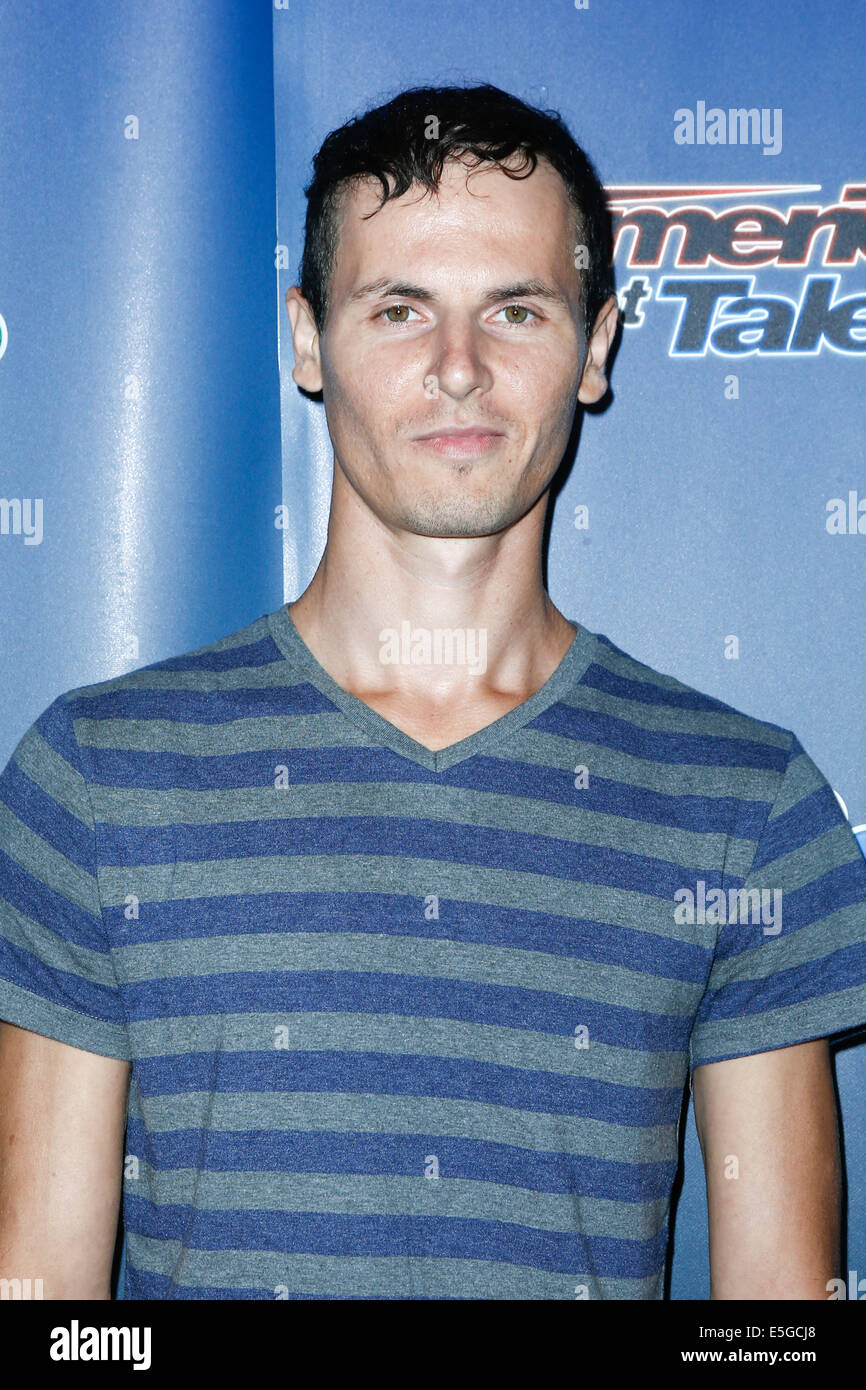 New York, USA. 30th July, 2014. Hand balancer Andrey Moraru attends the ...