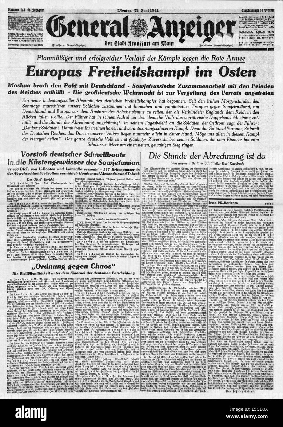 Germany invades soviet union newspaper hi-res stock photography and ...
