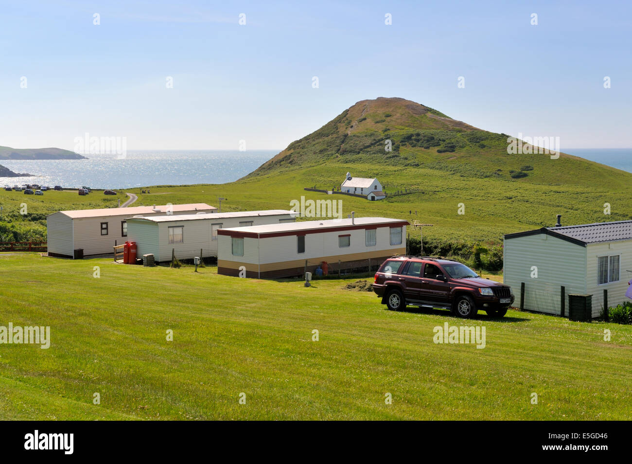 Caravan and camping park at Mwnt Ceredigion, Dyfed, Wales Stock Photo ...
