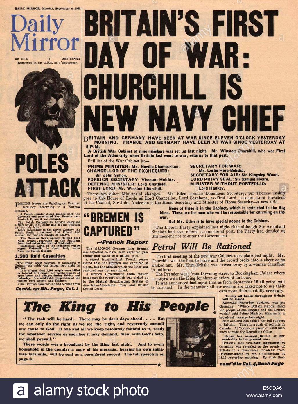 Declaration Of War 1939 Stock Photos & Declaration Of War 1939 Stock ...