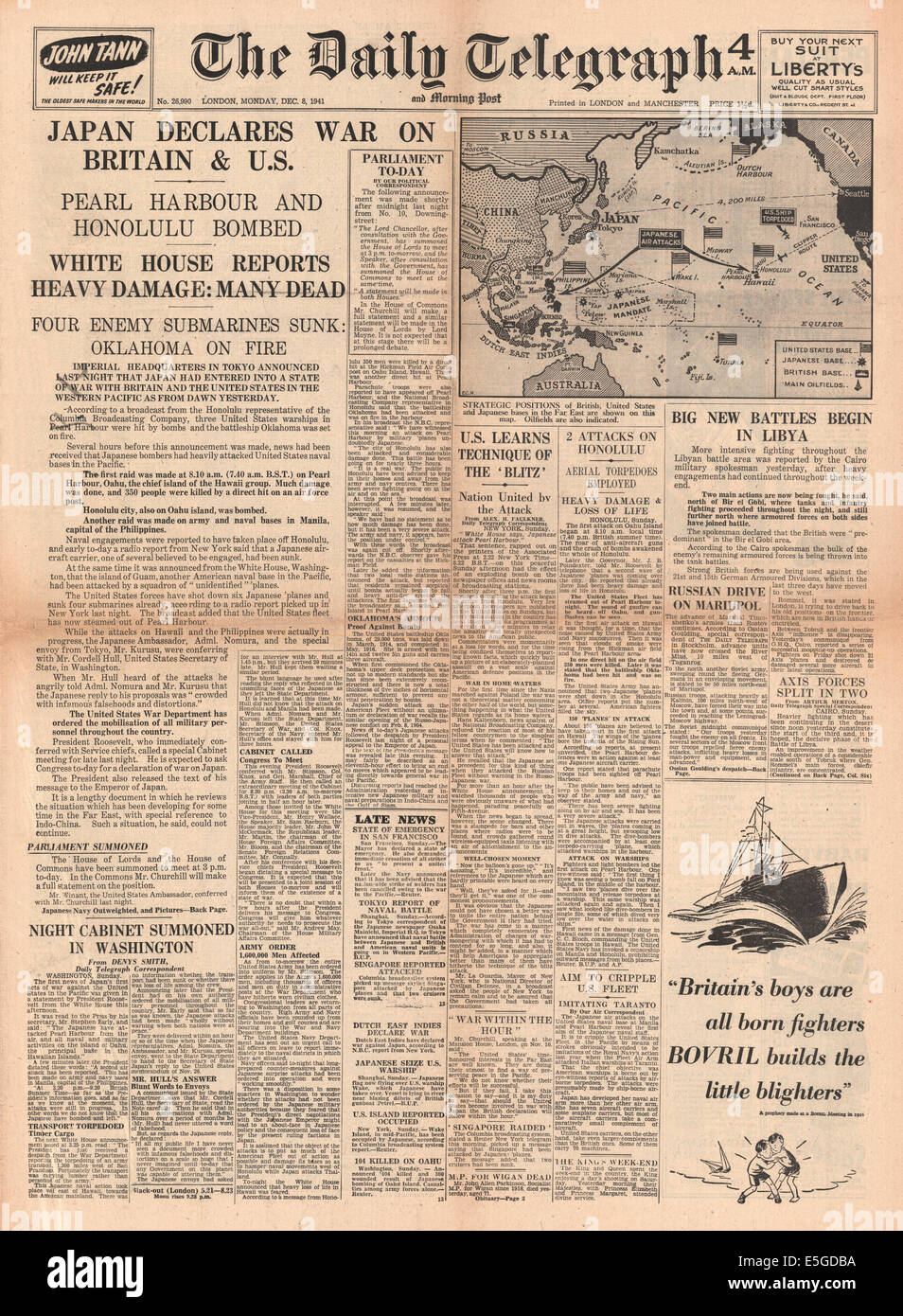 1941 daily telegraph front page hi-res stock photography and images - Alamy
