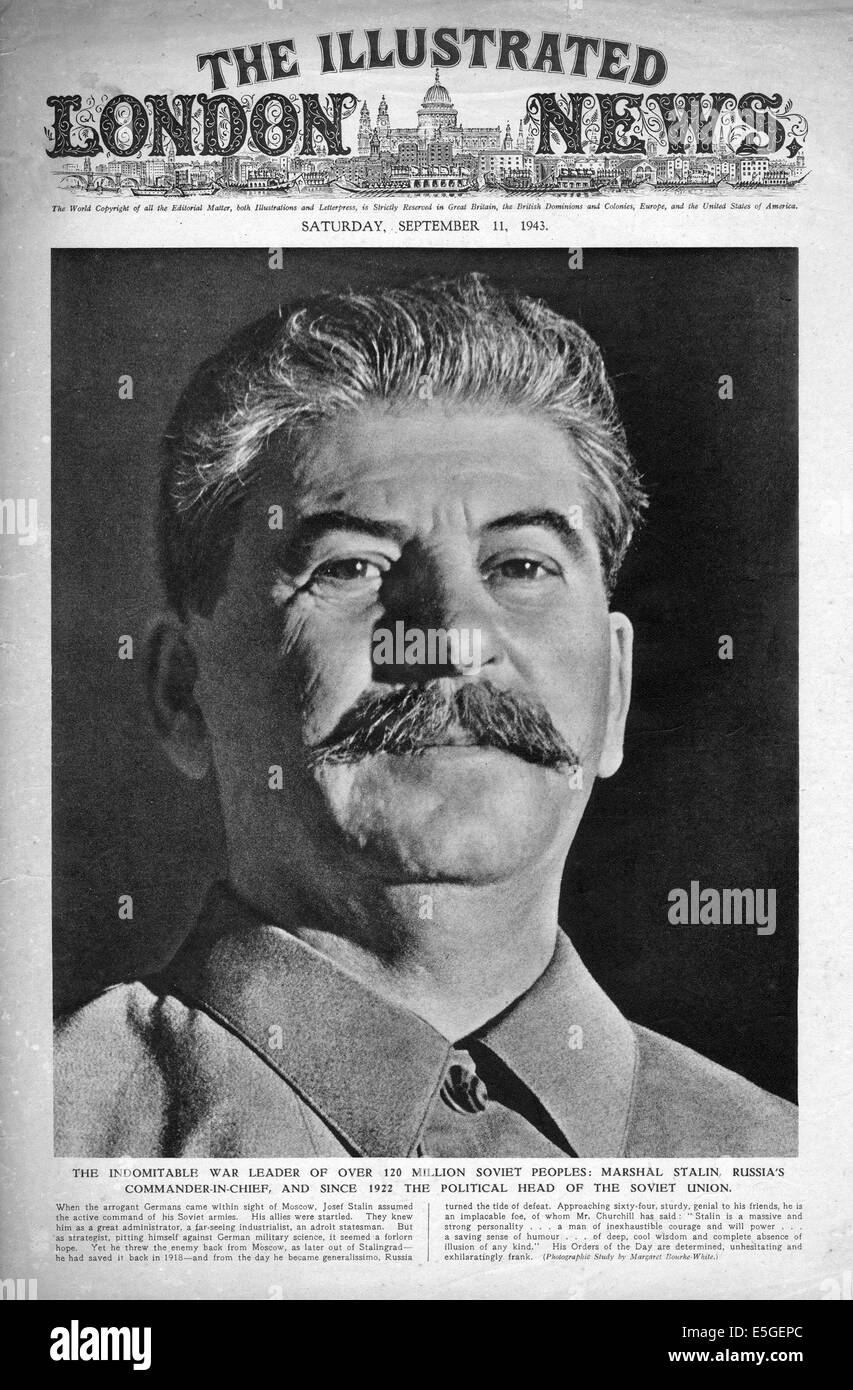 1943 Illustrated London News front page showing Soviet leader Josef ...