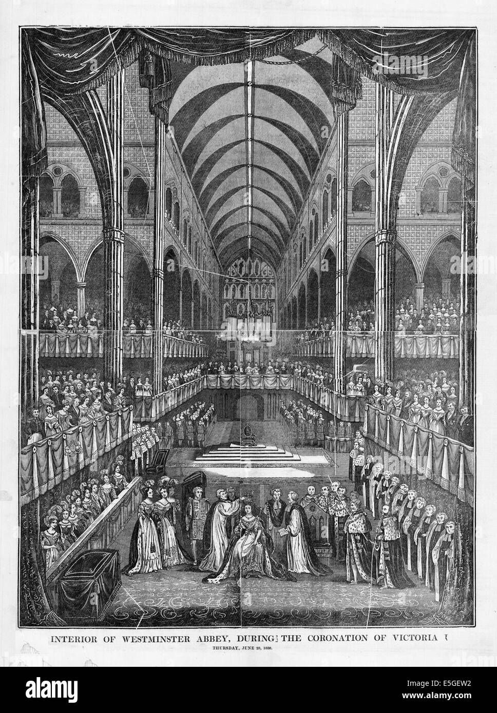 1838 Sunday Times supplement illustration reporting the Coronation of ...