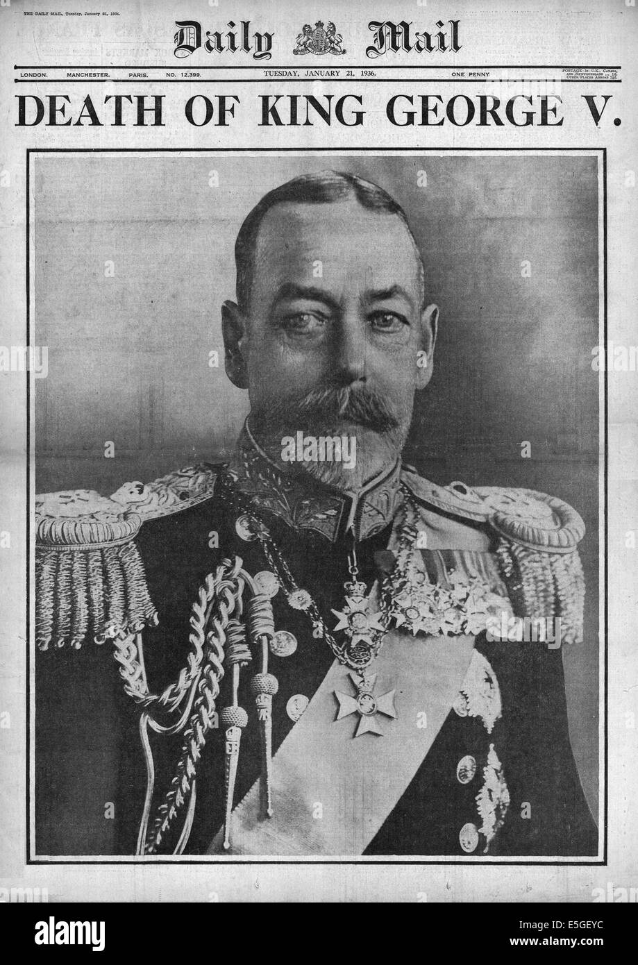 King George Vi Death Newspaper Black and White Stock Photos & Images ...