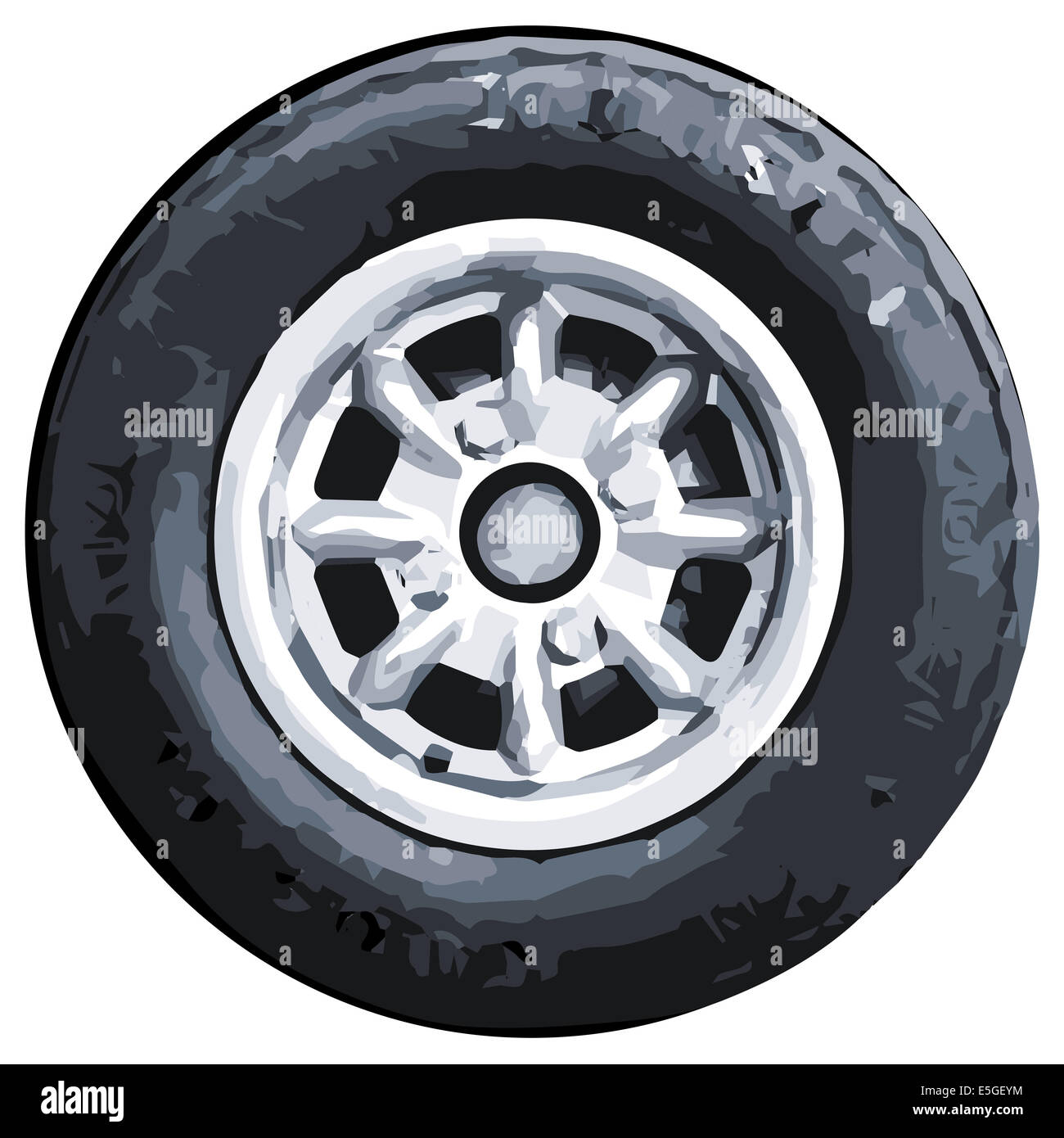 A typical small car aluminum wheel with tyre Stock Photo - Alamy