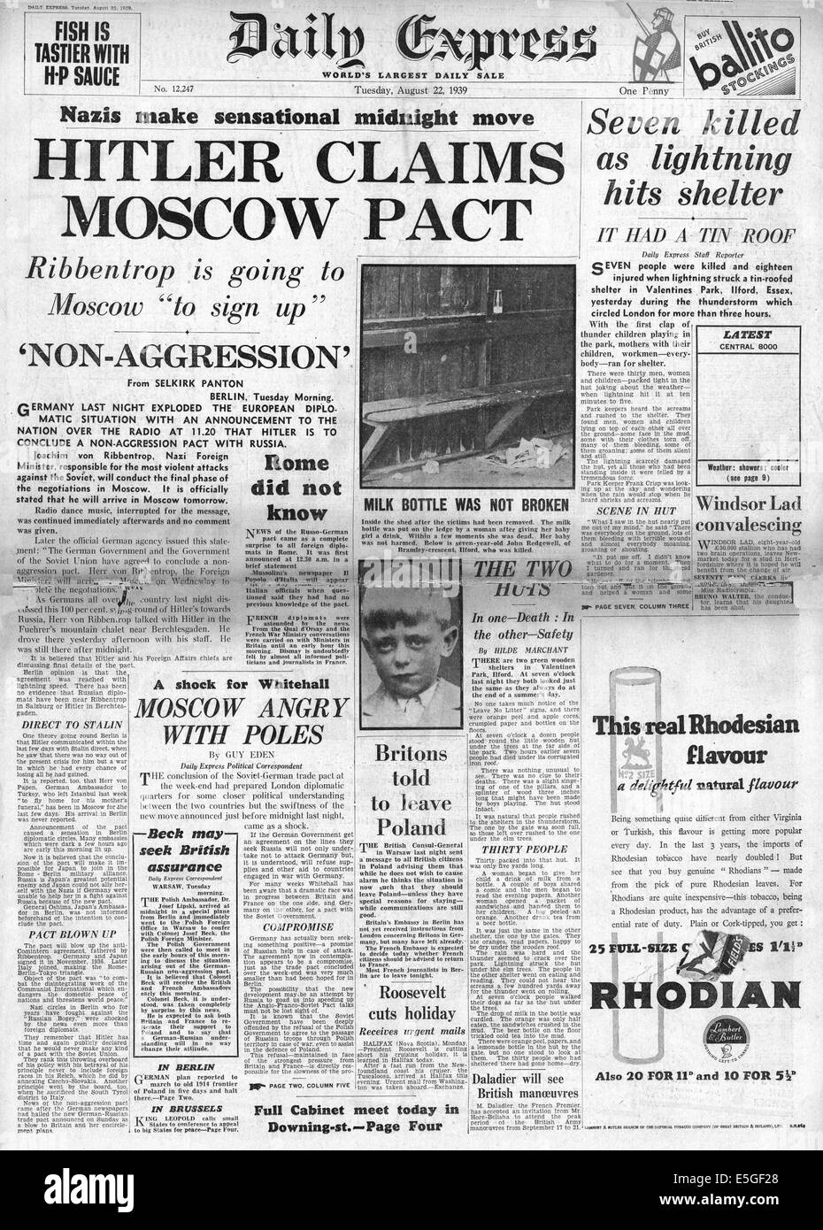 1939 world war two world war 2 newspaper headline hi-res stock ...