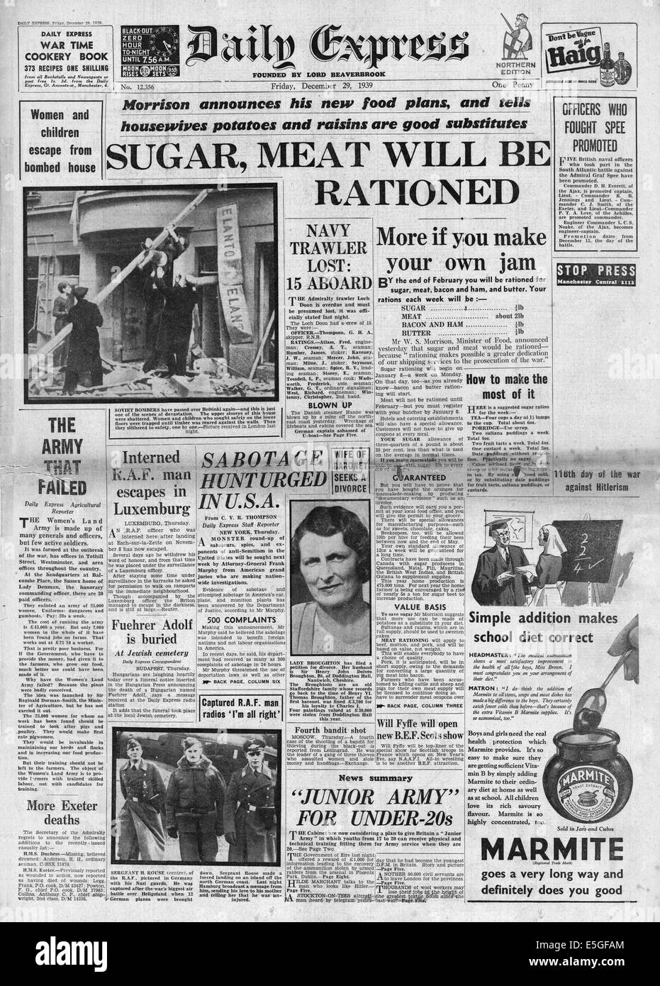 1939 world war two world war 2 newspaper headline hi-res stock ...