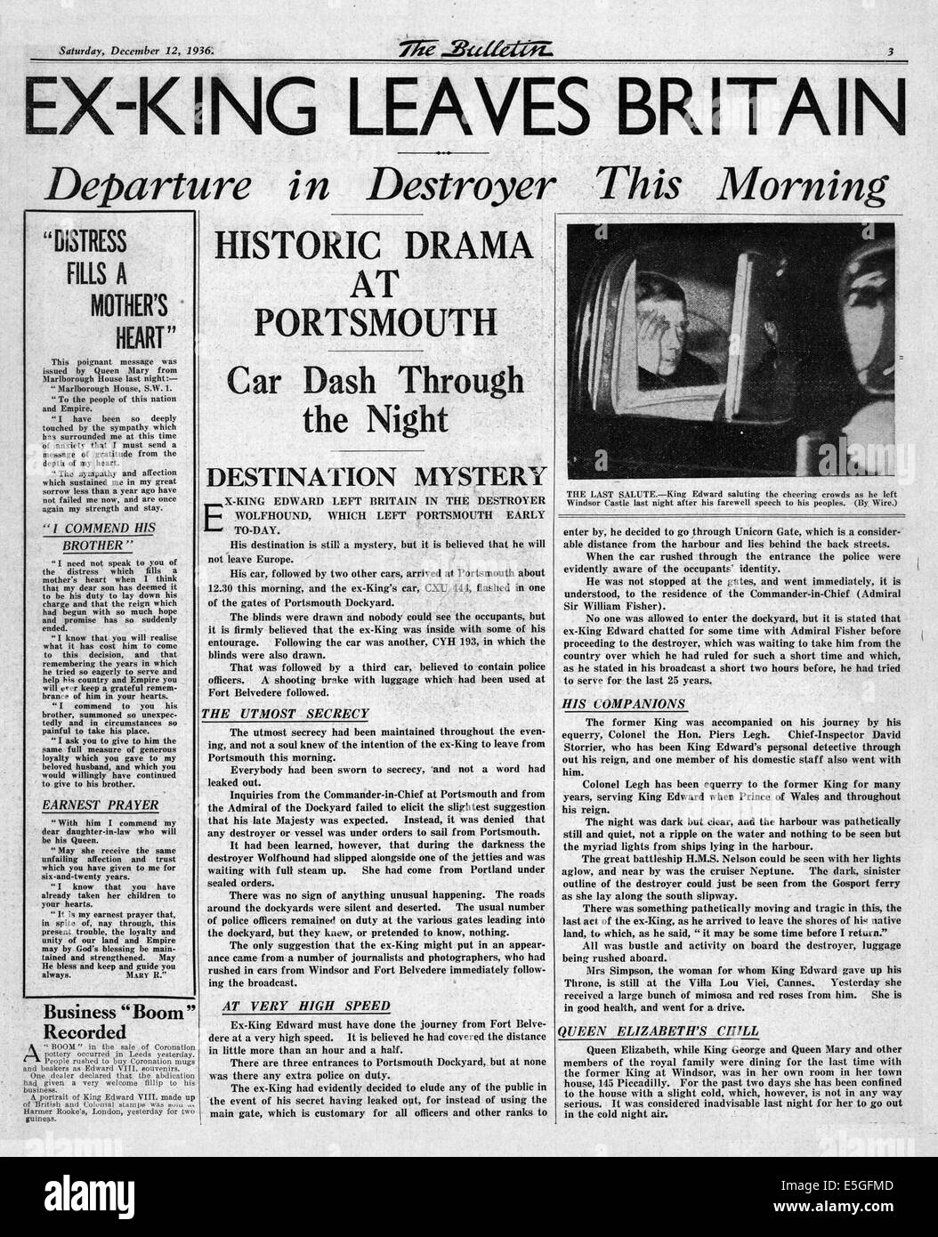 Edward viii abdication newspaper hi-res stock photography and images ...