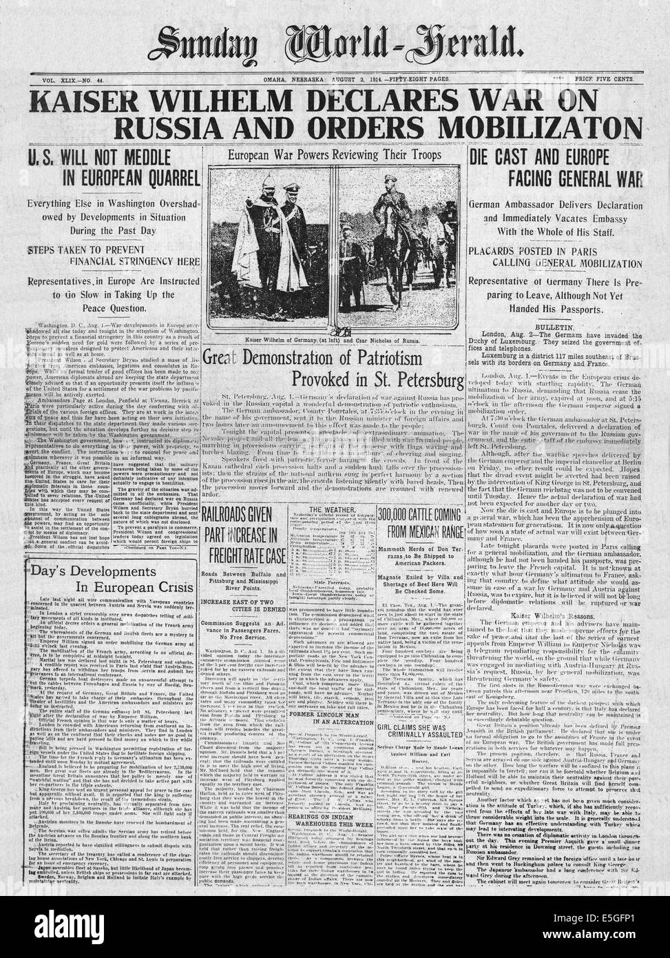 Declaration of war 1914 newspaper hi-res stock photography and images ...