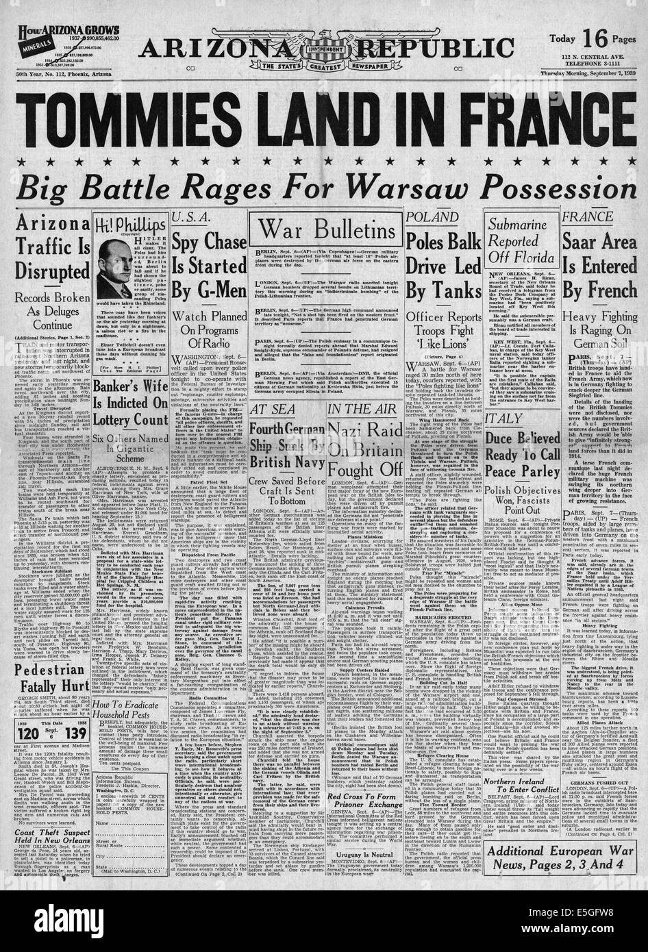 Churchill 1939 newspaper hi-res stock photography and images - Alamy