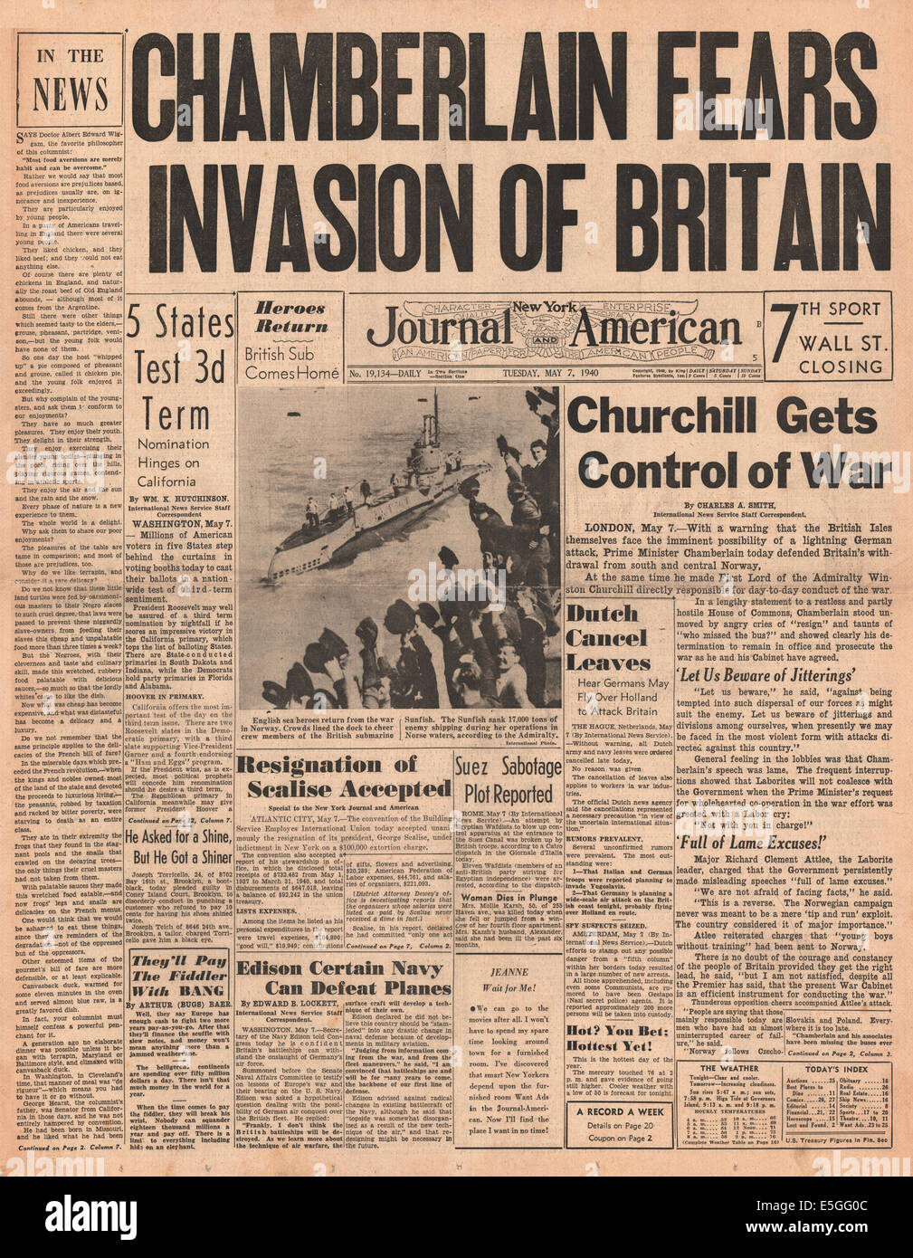 1940 new york journal america hi-res stock photography and images - Alamy