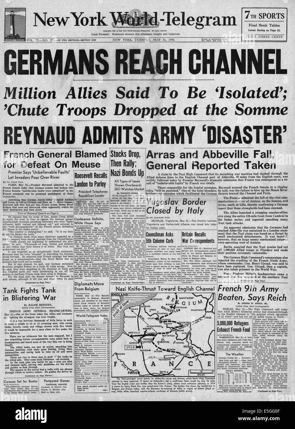 1940 world war two world war 2 newspaper headline hi-res stock ...