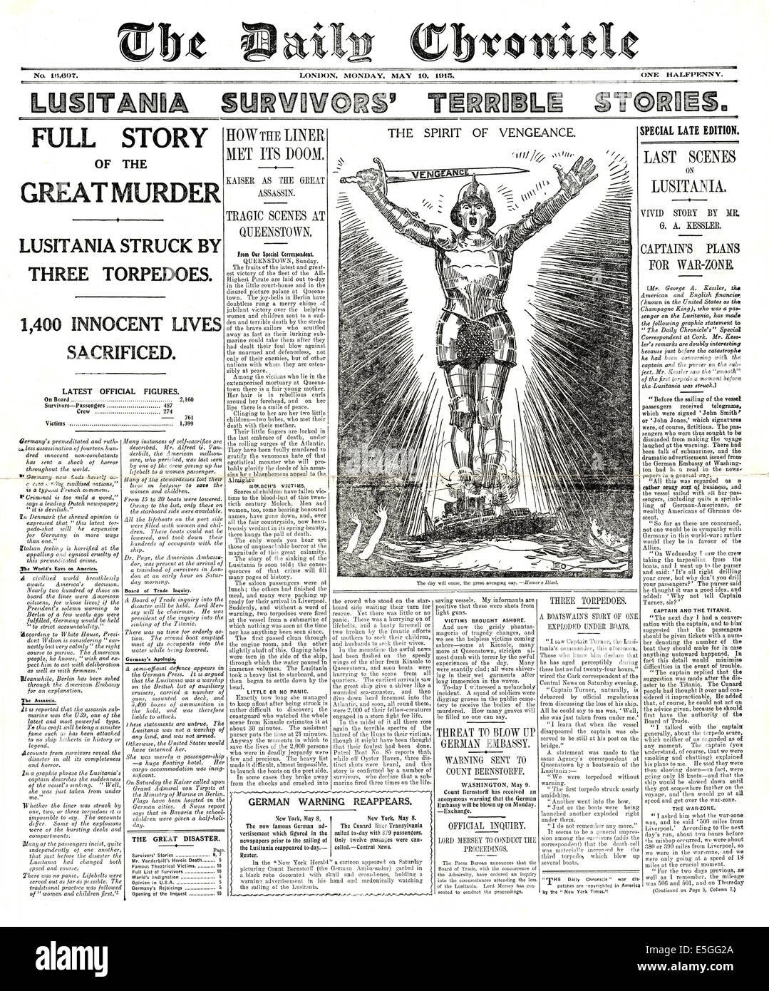 Lusitania newspaper hi-res stock photography and images - Alamy