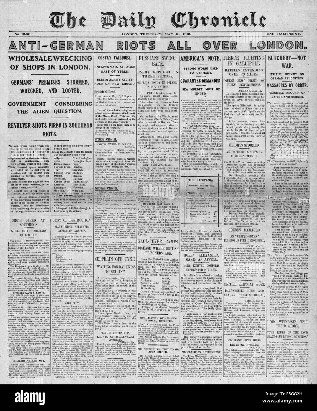 Newspaper front page riots hi-res stock photography and images - Alamy