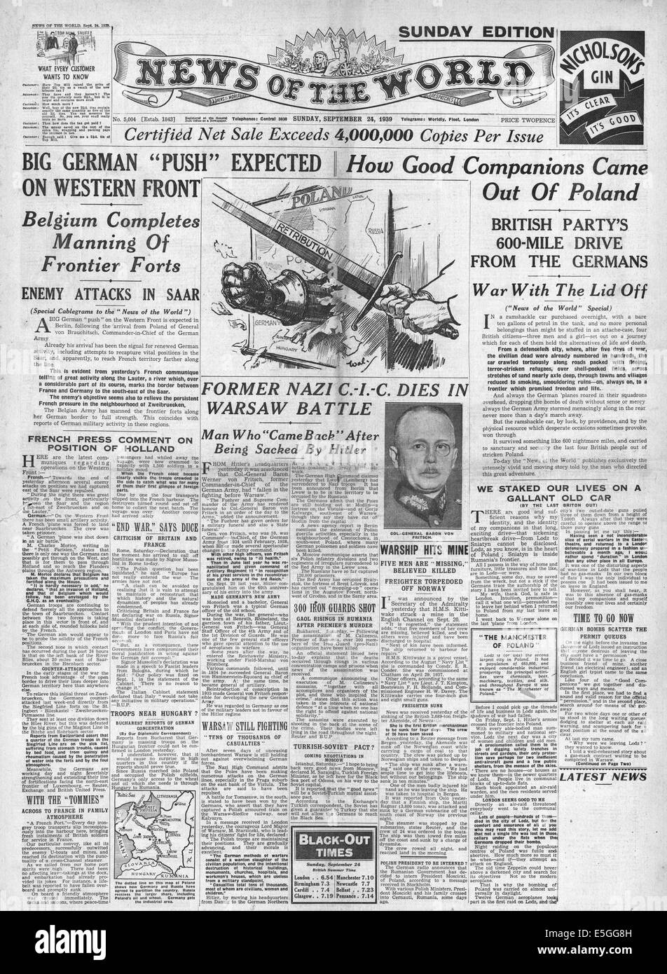 1939 world war two world war 2 newspaper headline hi-res stock ...