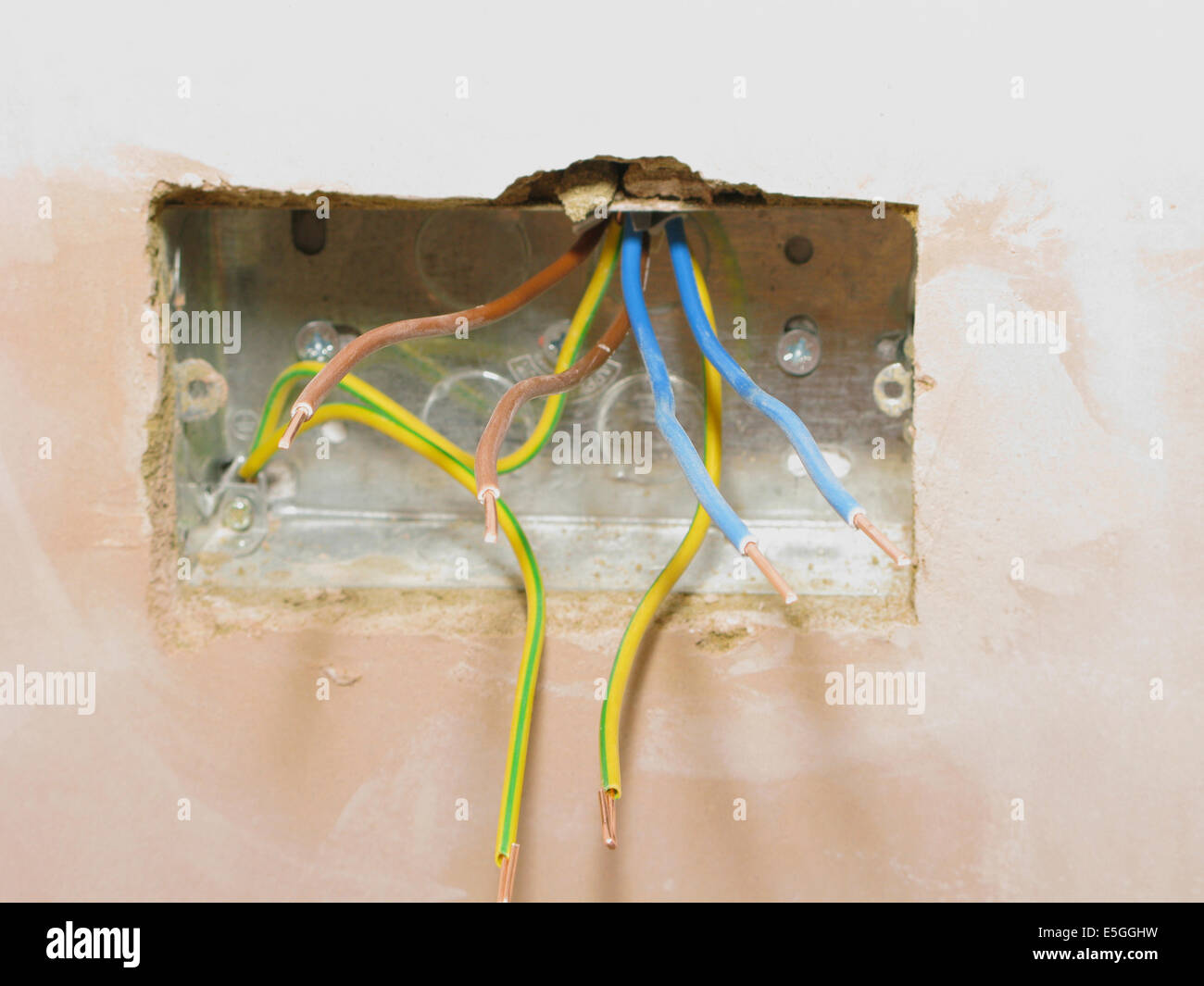 Electric sockets with wires ready for wiring into a new property or ...