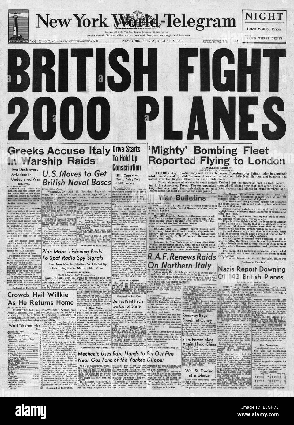 1940 world war two world war 2 newspaper headline hi-res stock ...