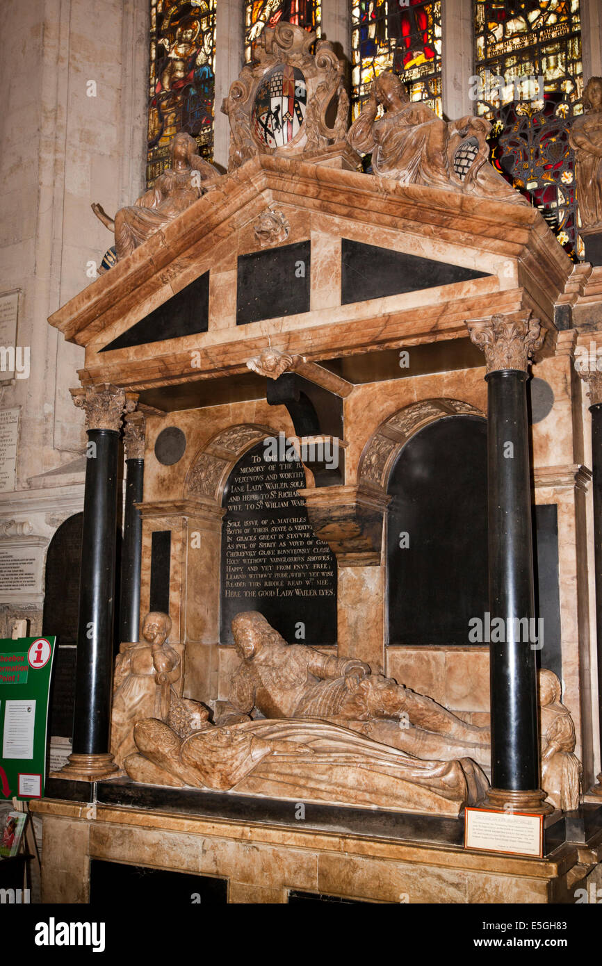 UK, England, Wiltshire, Bath Abbey, Tomb of Jane, wife of civil war ...