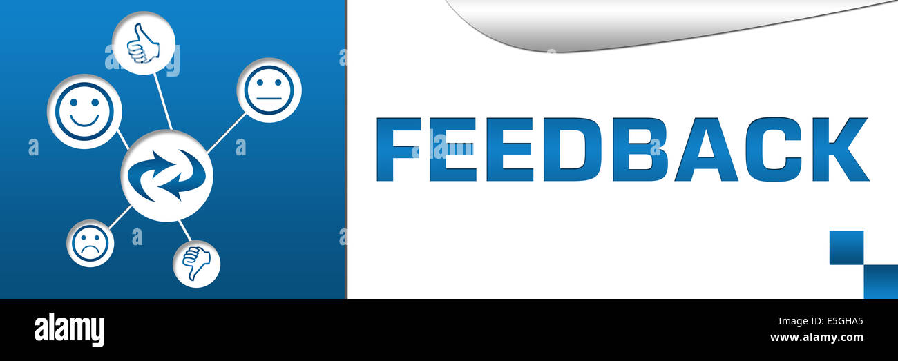 Feedback Banner with Icons Web Stock Photo - Alamy