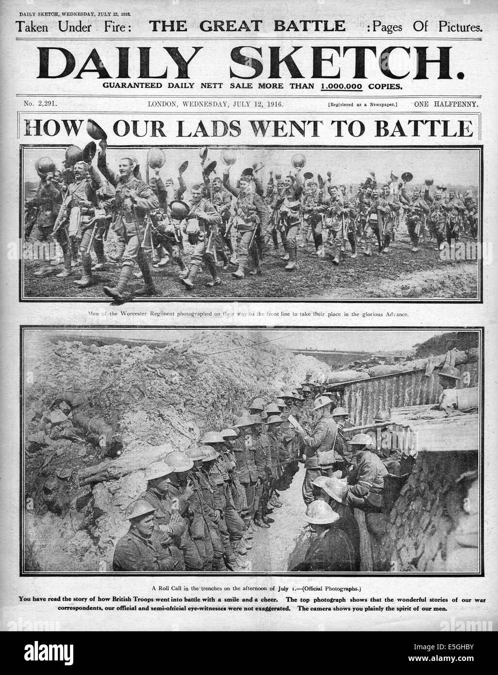 1916 daily sketch front page hi-res stock photography and images - Alamy