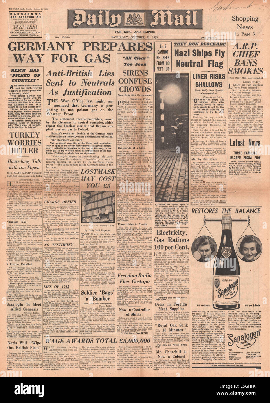 1939 world war two world war 2 newspaper headline hi-res stock ...