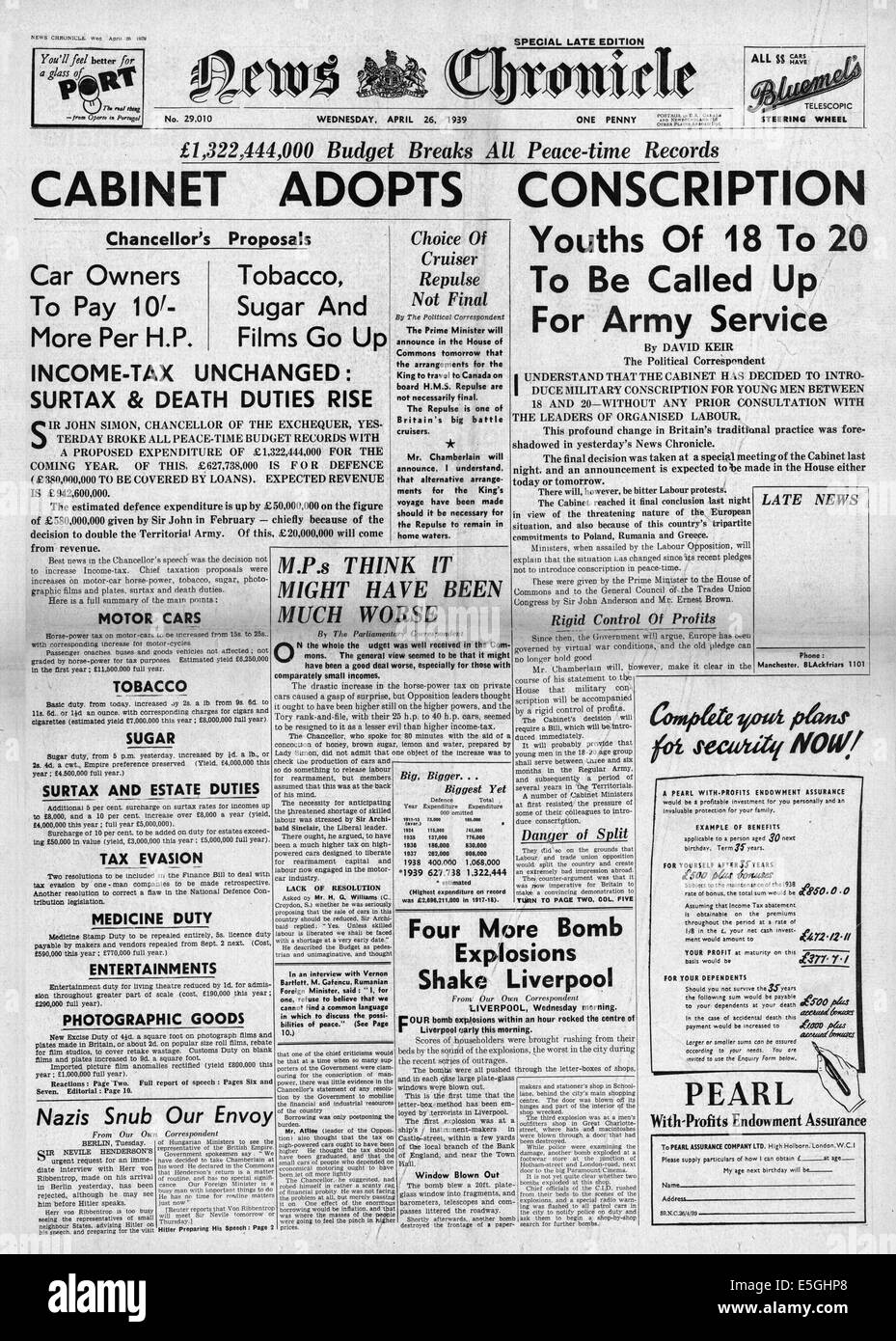 1939 world war two world war 2 newspaper headline hi-res stock ...
