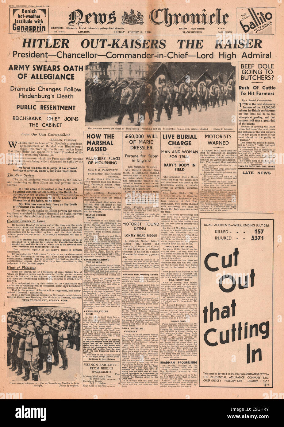 Adolf hitler newspaper hi-res stock photography and images - Alamy